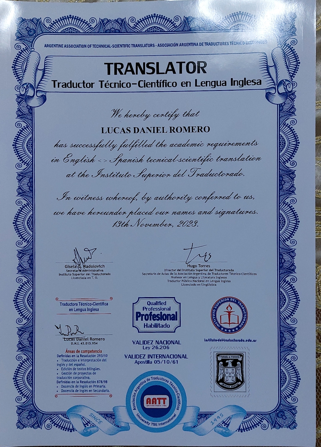 Lucas Daniel Romero - Technical-Scientific Translator